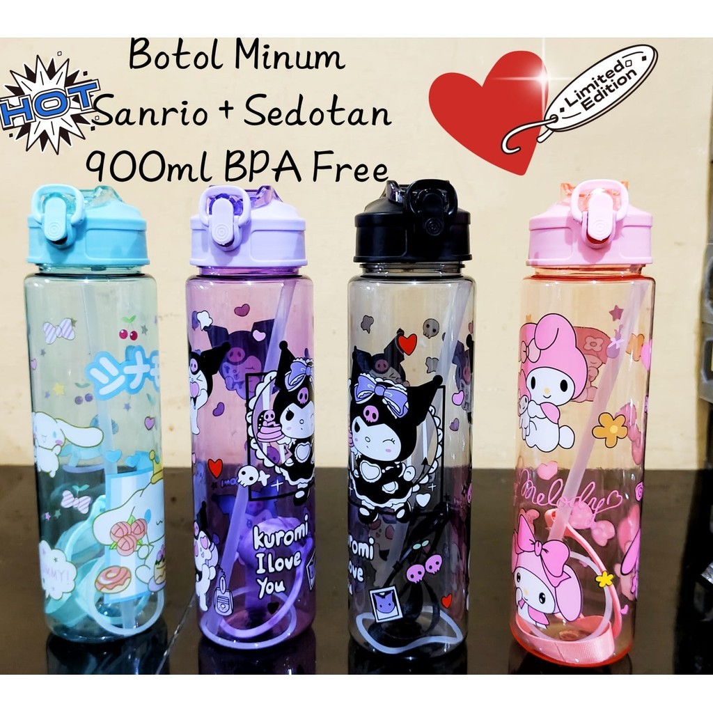 Jual Botol Minum Sanrio Sedotan Tempat Minum Motif Cinnnamoroll Kuromi ...
