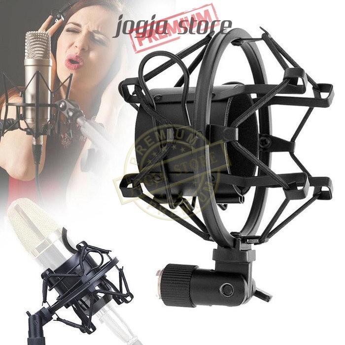 Jual Shockproof Microphone Mount /Mic Condenser Holder Shock Proof ...