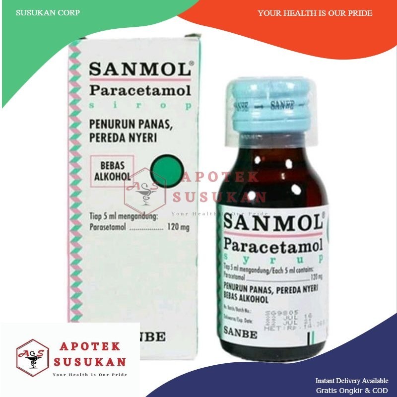 Jual Sanmol Paracetamol Sirup 60ml Pereda Demam Penurun panas Anak Aman Original | Shopee Indonesia