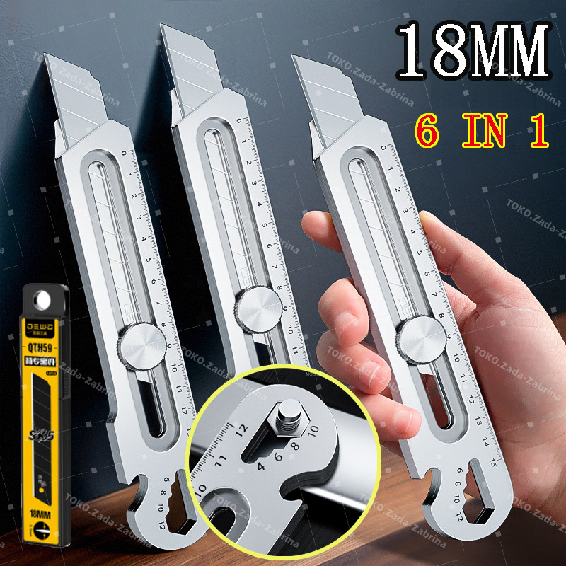Jual 6 In 1 Multifungsi Cutter Pisau 18mm Cutter Besi Stainless Besar ...