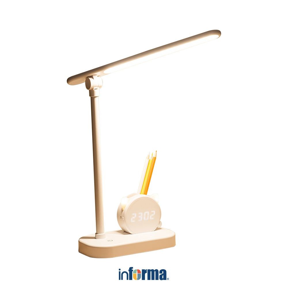 Jual Informa Lampu Meja Led Rechargeable Dengan Jam Digital - Putih ...
