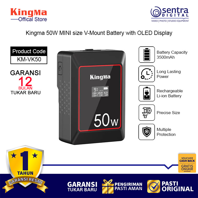 Jual Kingma MINI Size V-Mount KM-VK50 Battery with OLED Display 50W | Shopee Indonesia