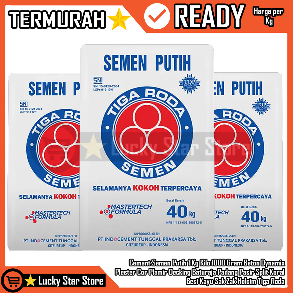 Jual Semen Putih 1 Kg Kilo Tiga Roda Baturaja Padang Pasir Split Koral ...