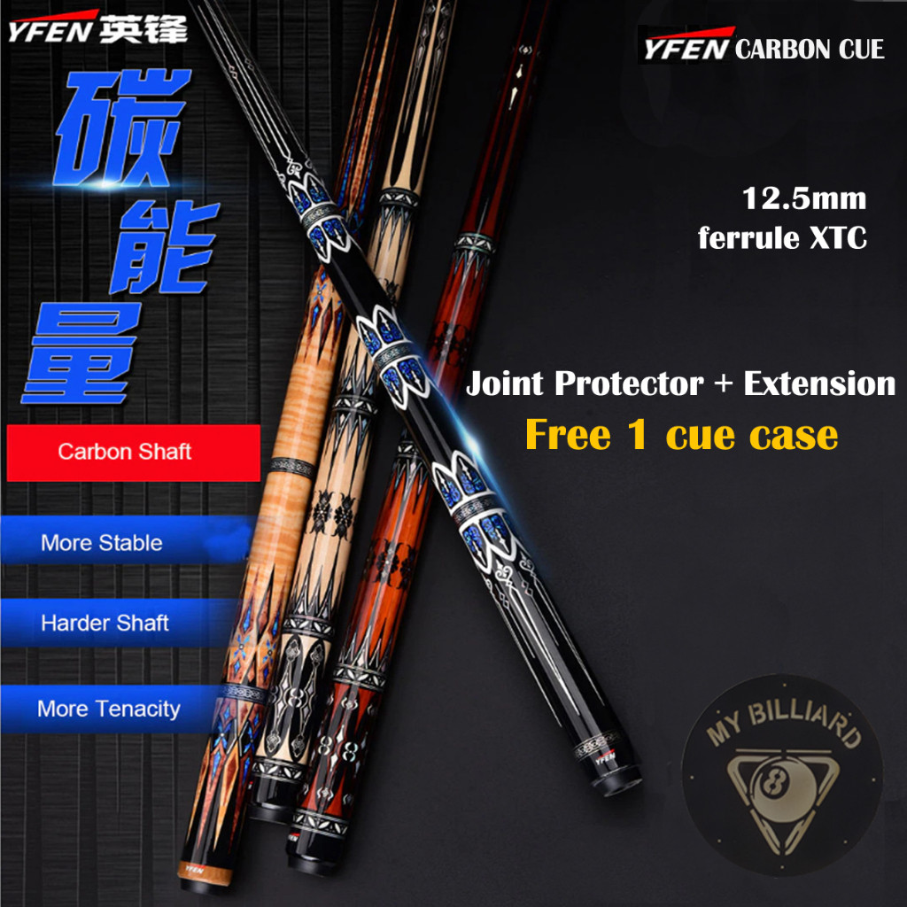 Jual Stick Billiard Yfen Carbon Cue 12.5mm + Extension - YF Series ...