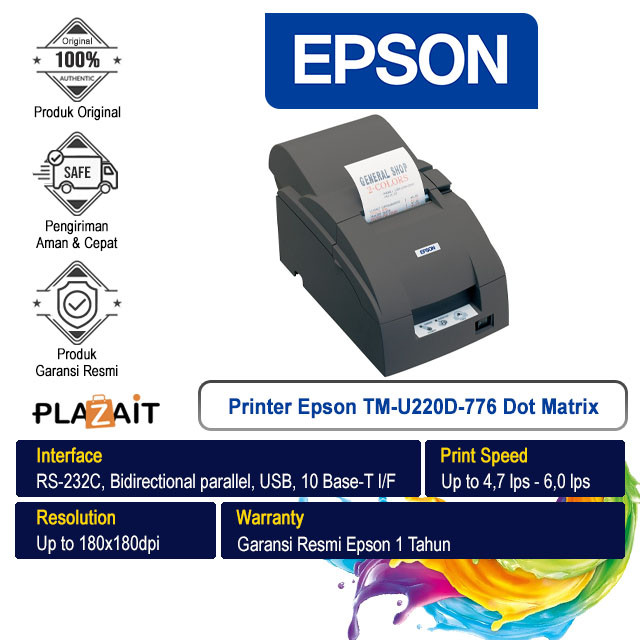 Jual Printer Epson TM-U220D-776 TMU 220D Dot Matrix Kasir Port USB ...