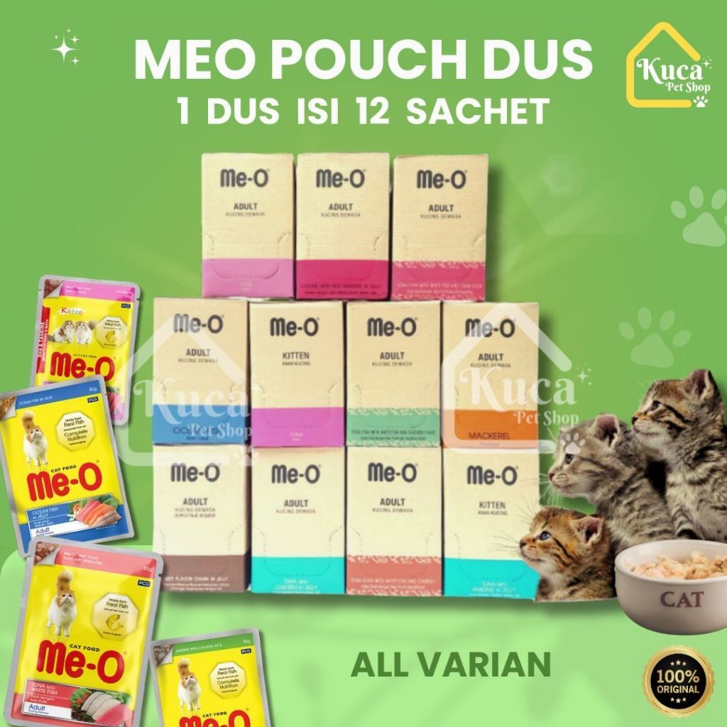 Jual Meo Pouch Dus 12 Sachet 80gr Makanan Kucing Basah Me-O Adult ...