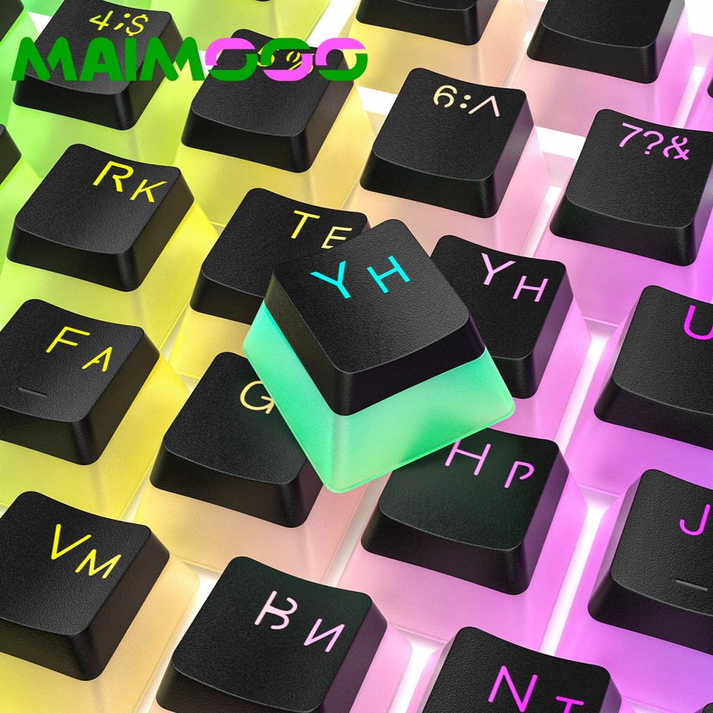 Jual MAIMOOO Russian Layout Pudding Keycaps PBT Game Translucent Keycap ...