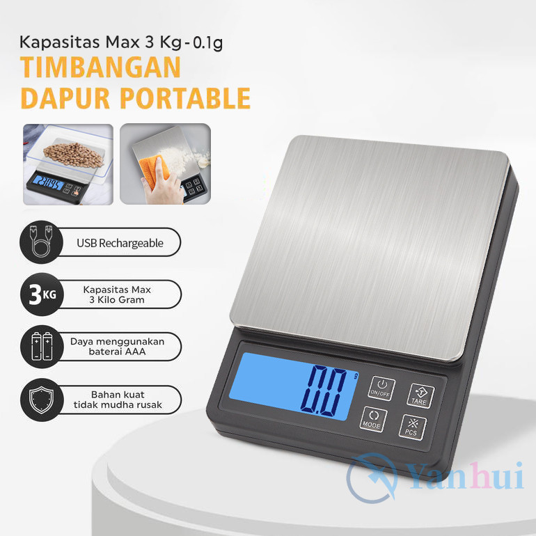 Jual Timbangan Dapur Elektronik 3KG / Timbangan Digital Presisi Makanan ...