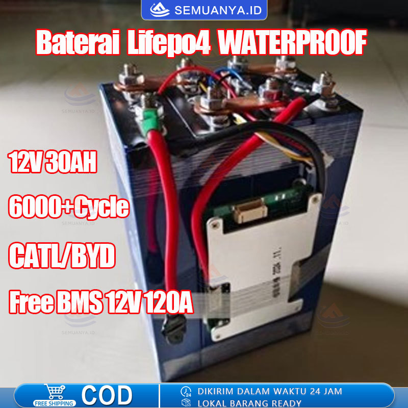 Jual 【6000+Cycle】UPS WATERPROOF BMS Battery LiFePO4 3.7V 12AH 30ah High ...