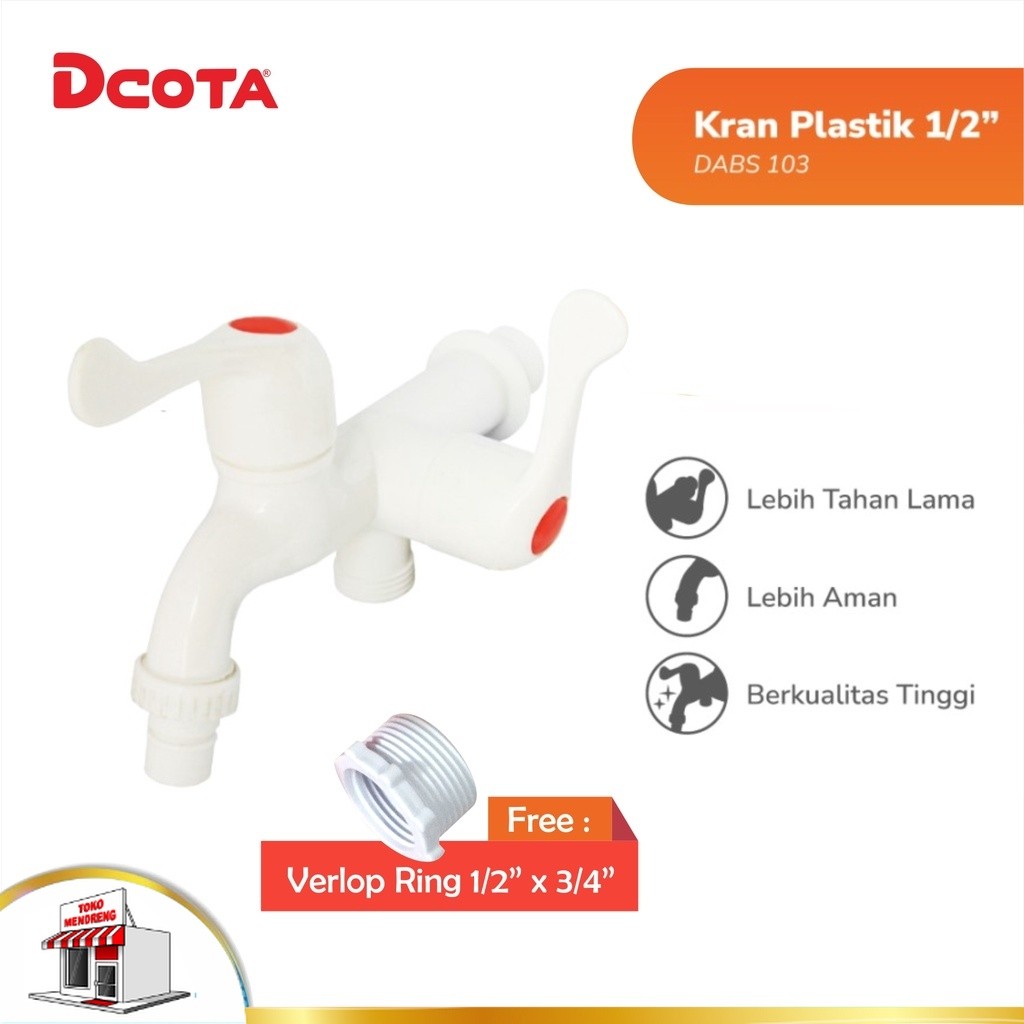 Jual DCOTA DABS 103 Kran Double Plastik Keran Cabang Tembok Murah ABS 1/2" 3/4" | Shopee Indonesia