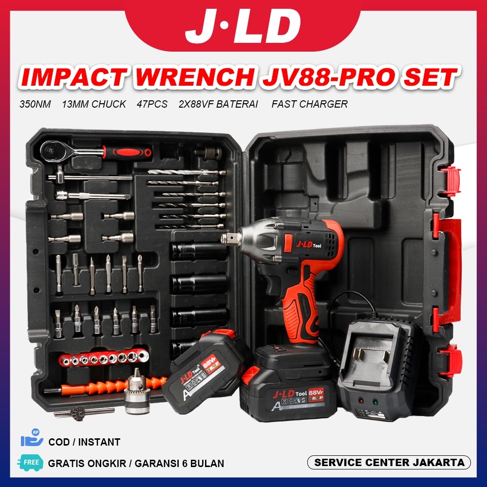 Jual JLD Impact Wrench brushless Deluxe 88vf 2Baterai Impact Baterai Mesin Impact Buka Baut ...