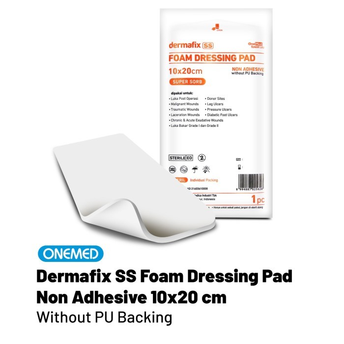 Jual Dermafix SS Foam Dressing Pad Without PU Backing 10 x 20cm OneMed ...
