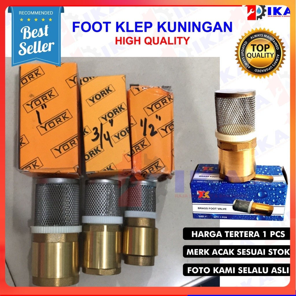 Jual Foot Klep Kuningan 1/2" 3/4" 1" inch Foot Valve Tusen Klep ...