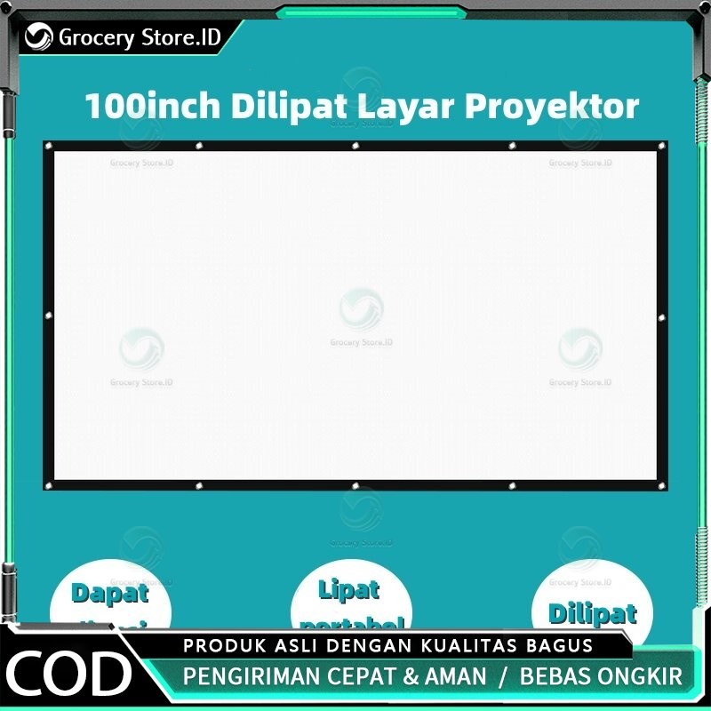 Jual Layar Proyektor Lipat HD 100 inch 16: 9 Simple Layar Projector ...