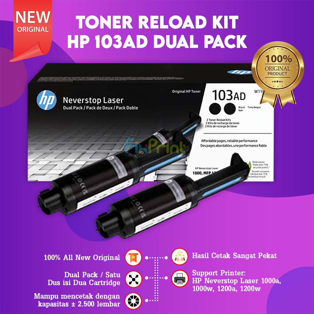 Jual FixPrint HP Toner 103AD W1103AD Dual Pack Cartridge Printer ...