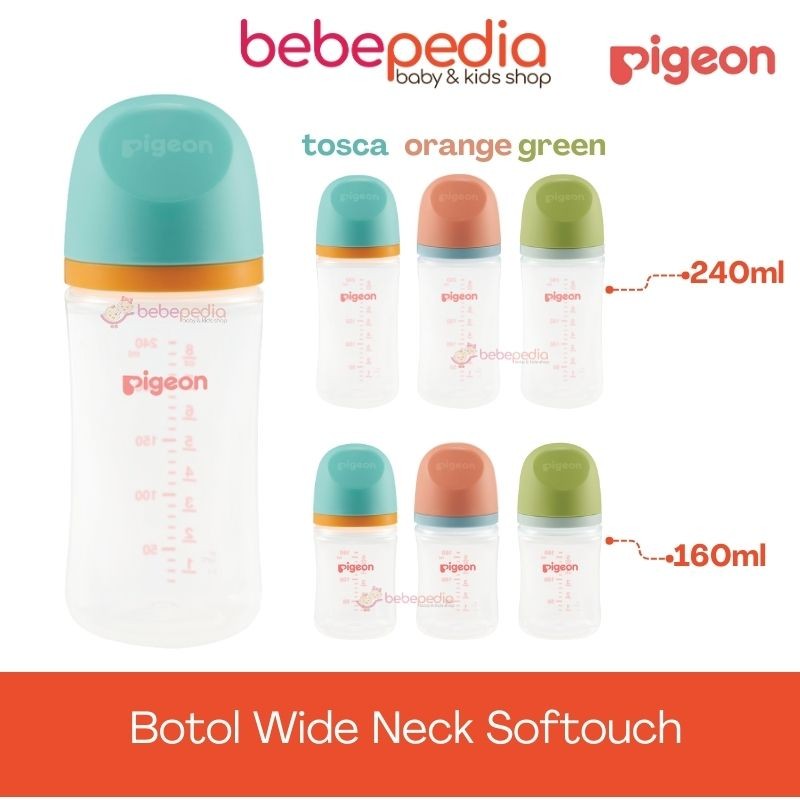 Jual Pigeon Botol Susu Wide Neck 160ml 240ml SofTouch Peristaltic Plus | Shopee Indonesia