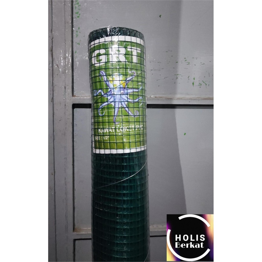 Jual Kawat Ram Loket PVC HIJAU Ayakan Kandang Lubang 1/2 Inch 1 Roll ...