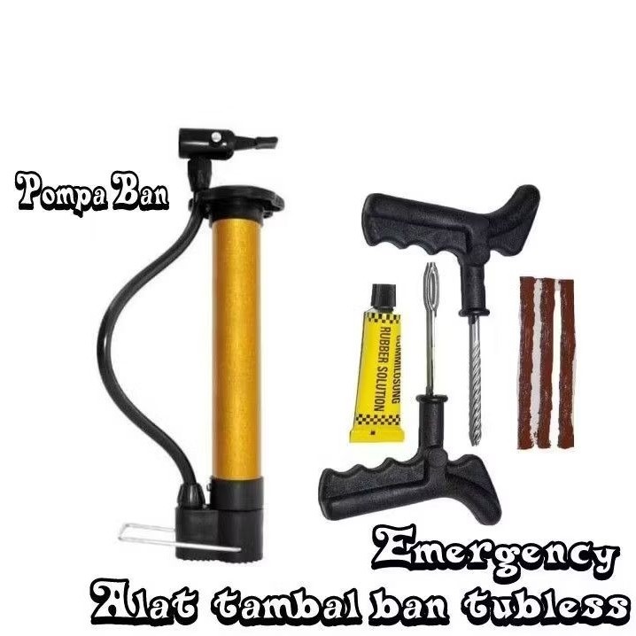 Jual Paket Tambal Ban Tubless + Pompa Mini Emergency / Paket Alat ...