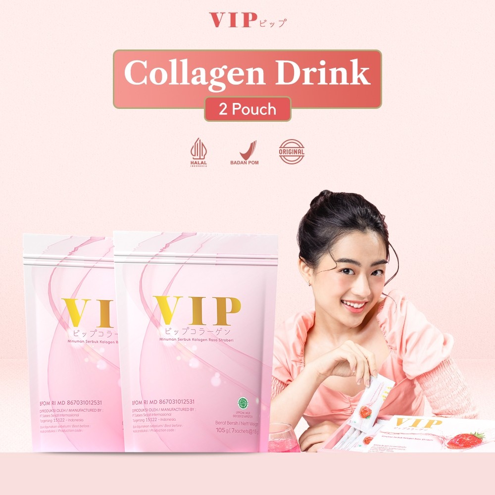 Jual VIP Collagen Whitening 1 Pouch 7 Sachet | L-Glutathione & Collagen ...
