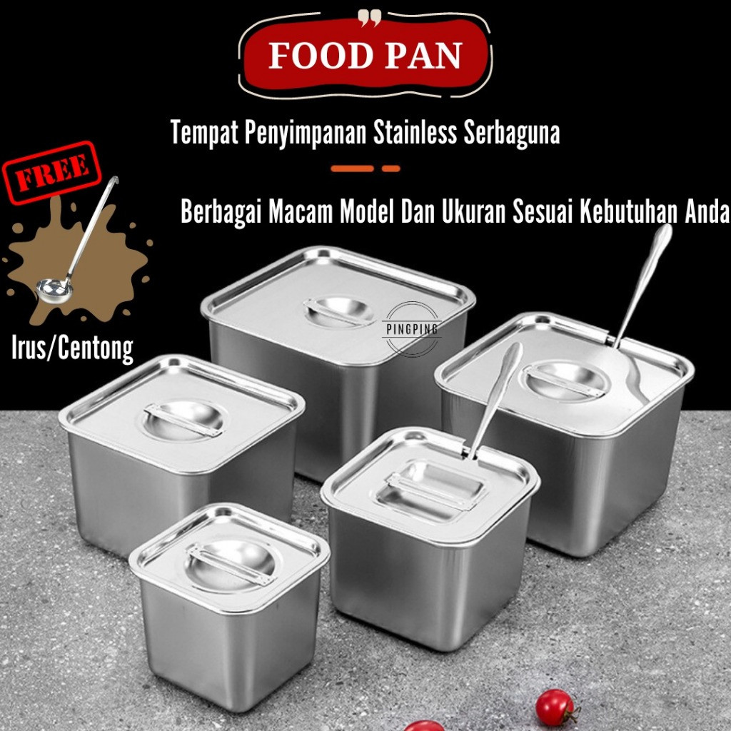 Jual Box souce Stainless Steel Persegi + Tutup / Food Container Saus ...