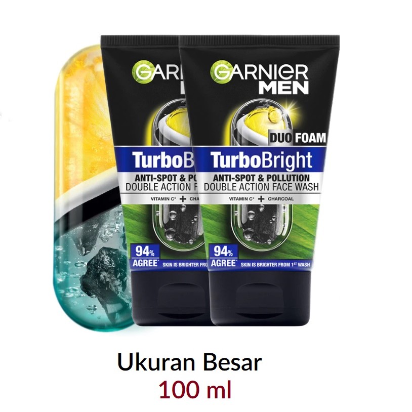 Jual Garnier Men Turbo Bright Super Duo Foam Skin Care - 100ml (Perawatan Pria Untuk Wajah Kusam ...