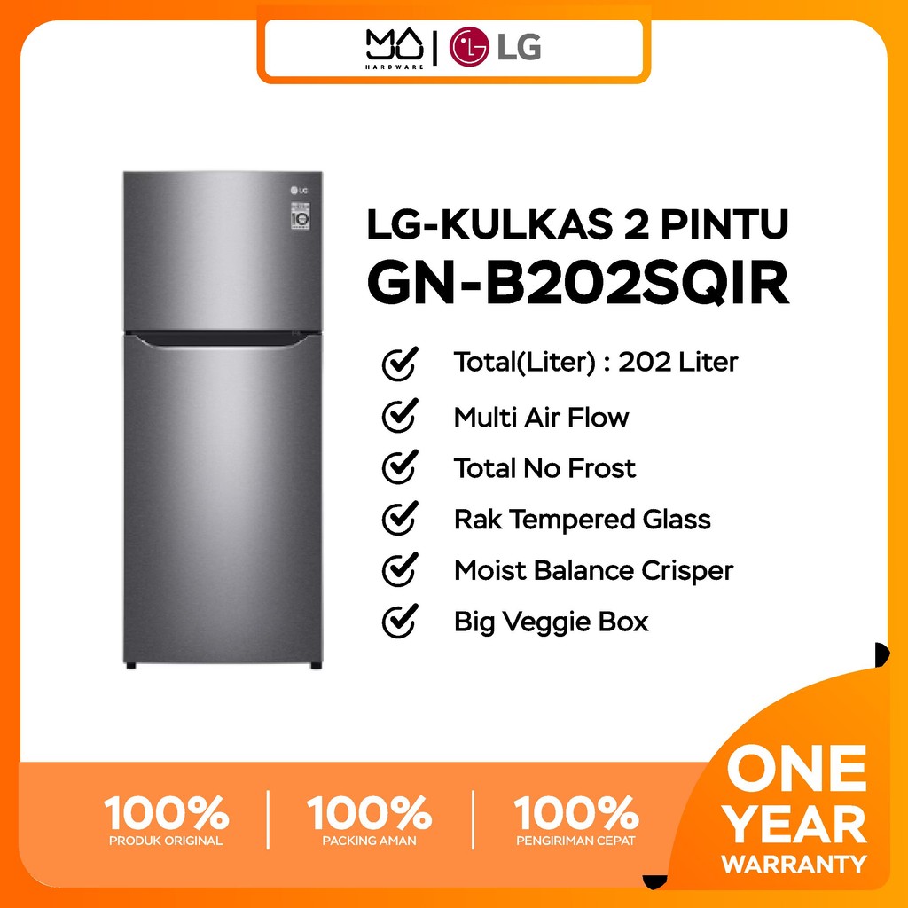 Jual Kulkas LG Kulkas 2 Pintu 202L / 187L Recipro Compressor GN-B202SQIR - Garansi Resmi ...