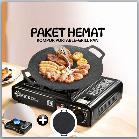 Jual Alat BBQ Grill Kompor Portable dan Grill Pan 34 cm Satu Set Alat ...