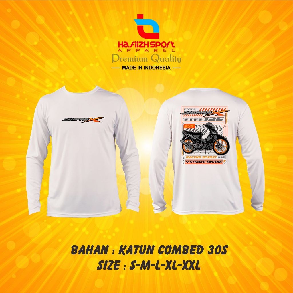 Jual KAOS BAJU MOTOR HONDA SUPRA X 125 RACING SPIRIT LENGAN PANJANG BAHAN PREMIUM | Shopee Indonesia