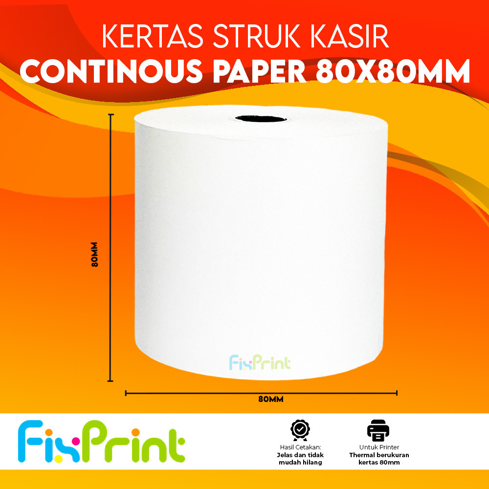 Jual Kertas Thermal Kasir 80x80mm 80x70mm Continous Paper Roll Kertas ...