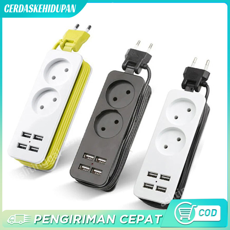 Jual Portable Stop Kontak Travel - 4 USB Port - Kabel 1,5 Meter/Stop ...