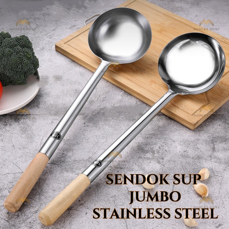 Jual Irus Centong Sayur Stainless Steel Super Jumbo Gagang Kayu Spoon ...