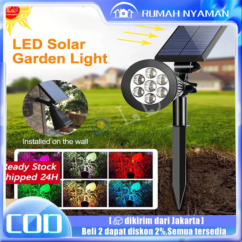 Jual Lampu Taman Tenaga Surya 18 LED Warna Warni Solar Cell Panel Lampu ...