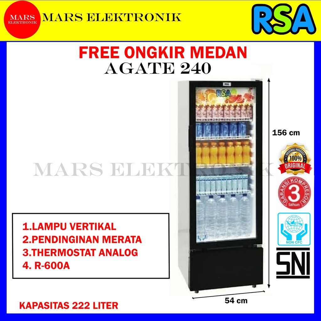 Jual SHOWCASE RSA AGATE-240 / 222 LITER / AGATE 240 / LEMARI PENDINGIN ...