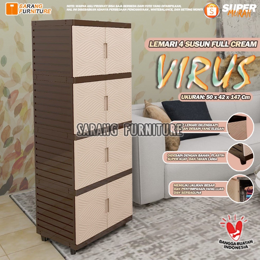 Jual SJ87 LEMARI PLASTIK VIRUS KINGDOM 4 SUSUN LEMARI PAKAIAN MINIMALIS ...
