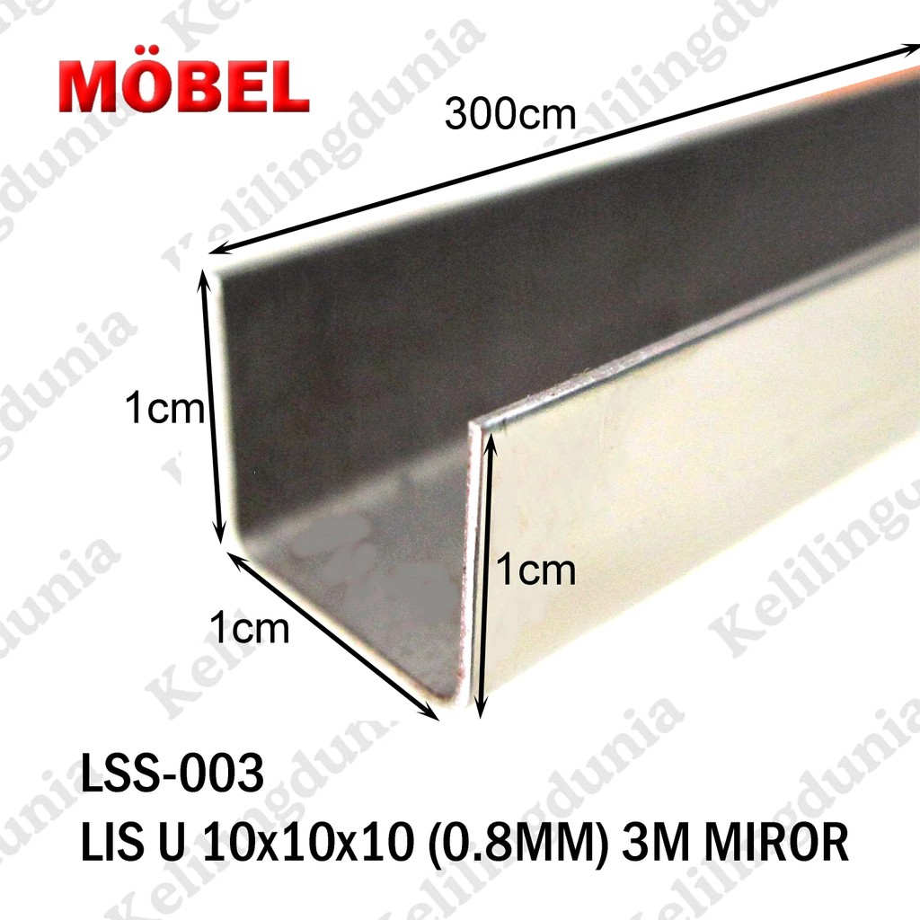Jual LIS U Stainless 10x10x10 0.8mm Mirror 3 mtr 300 cm | Shopee Indonesia