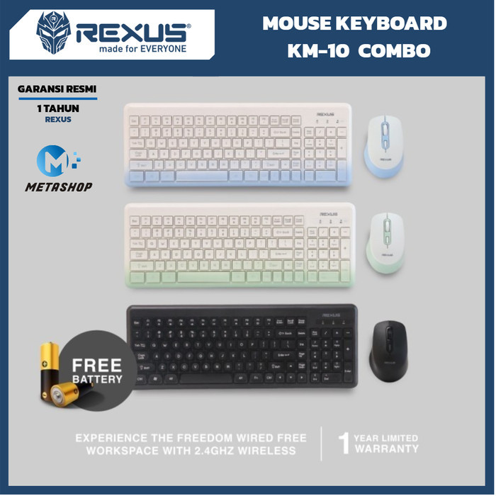 Jual REXUS KM-10 Keyboard Mouse Wireless Combo Bundle | Shopee Indonesia