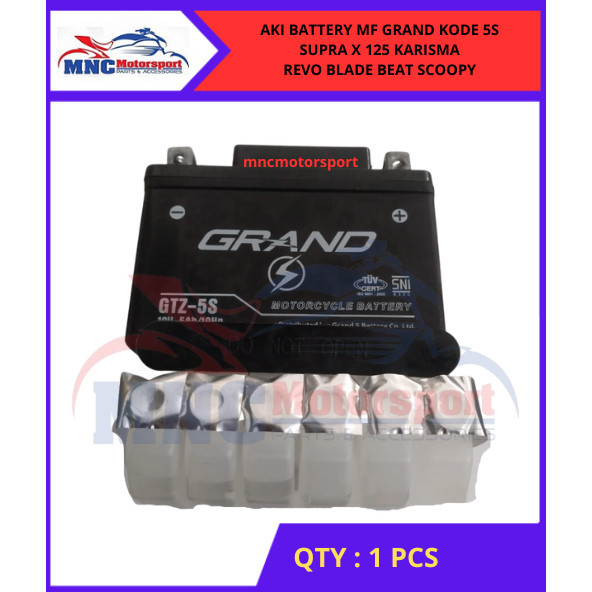 Jual AKI BATTERY MF GRAND KODE 5S SUPRA X 125 KARISMA REVO BLADE BEAT ...