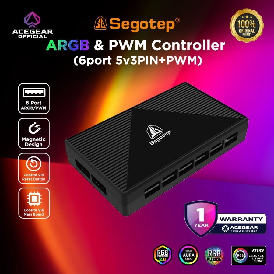 Jual Segotep ARGB & PWM Controller 6 Port 5v 3PIN + PWM FAn Casing ...