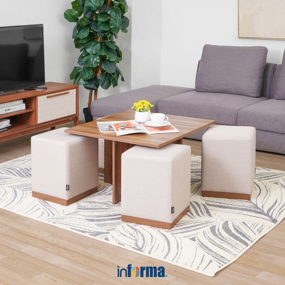 Jual Informa Set 5 Pcs Malvin Meja Tamu & Bangku - Cokelat Coffee Table ...