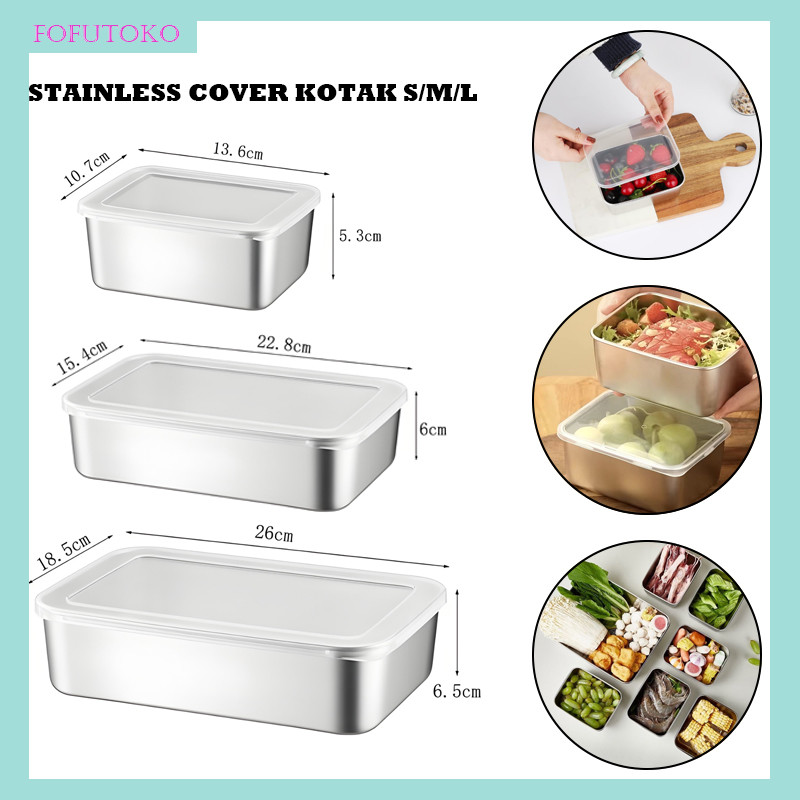 Jual Box Stainless Makanan Sayuran / Kotak Stainless Multifungsi Dengan Tutup / Cover Kotak ...