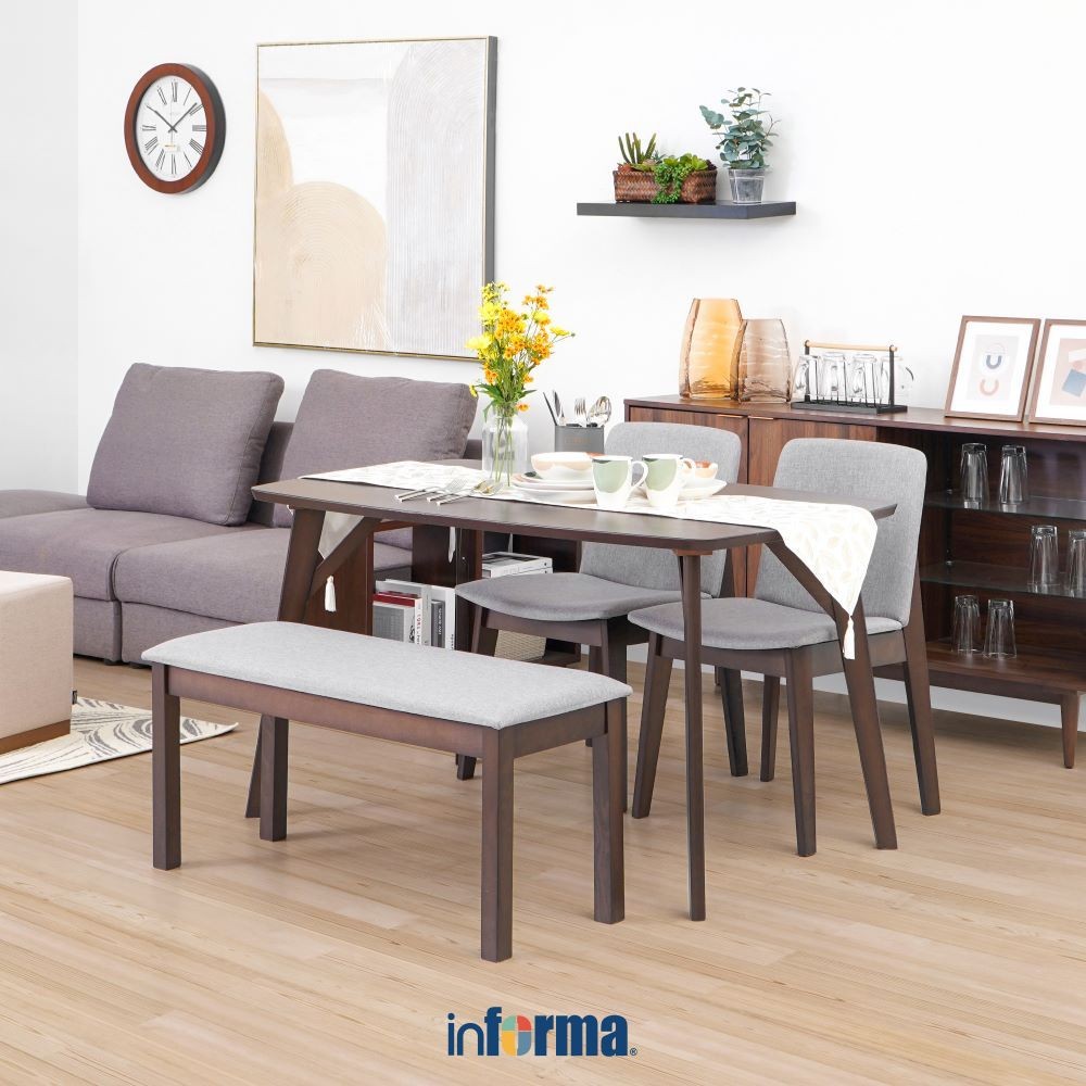 Jual Informa Set 4 Pcs Elodia Meja Makan & Kursi - Cokelat Beech Dining ...
