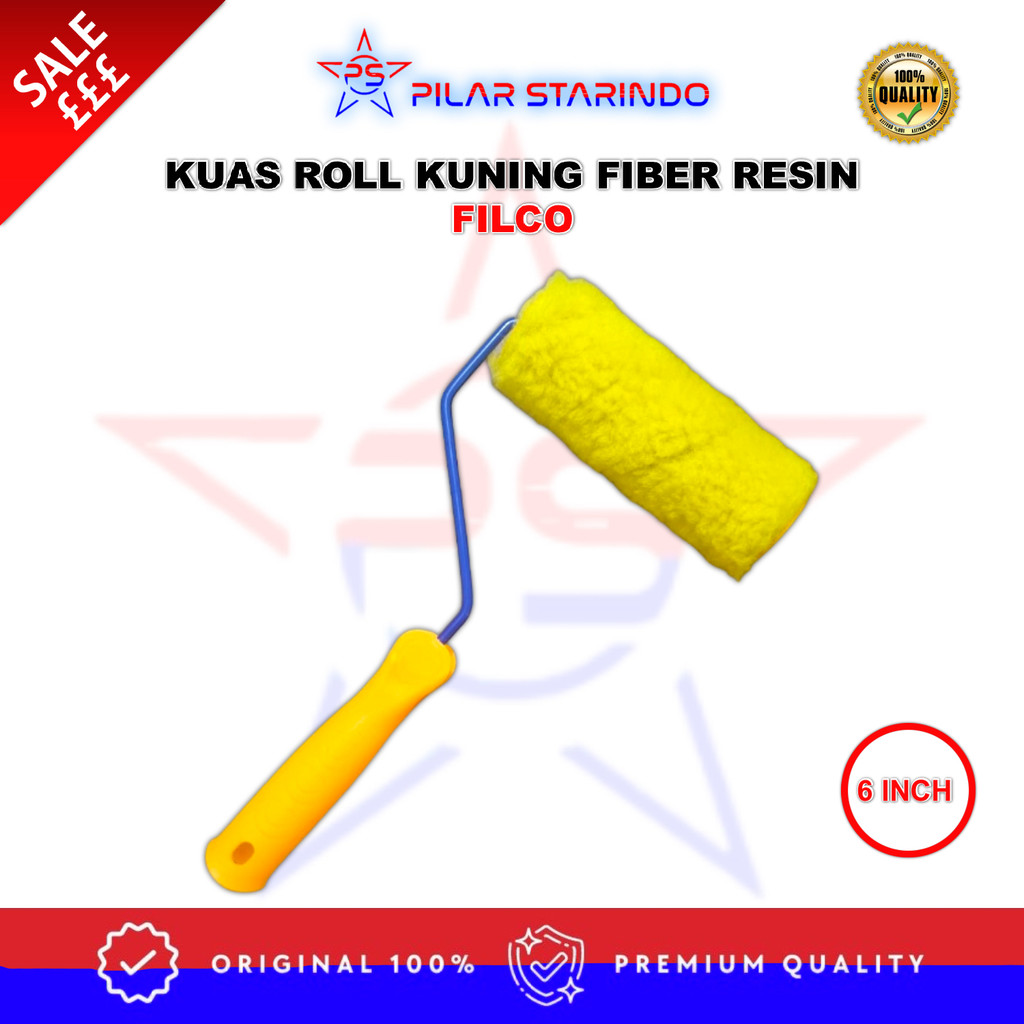 Jual PILAR KUAS ROLL KUNING FILCO 6" / KUAS ROLL FIBER 6 INCH / KUAS ...