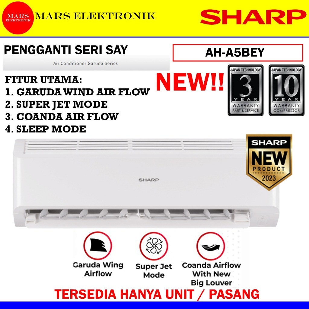 Jual AC SHARP AH-A5BEY - 1/2 PK - AH A5BEY -PENDINGIN RUANGAN SHARP - READY | Shopee Indonesia