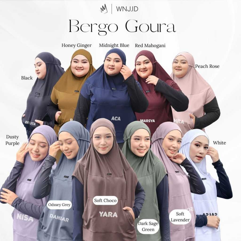 Jual Bergo Goura by Wanoja WNJ/bergo olahraga polos (Bergo Only ...