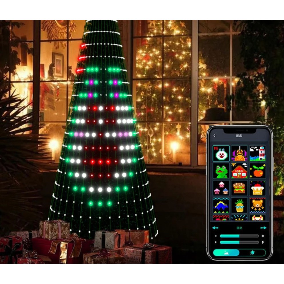 Jual Smart Christmas Tree Light APP DIY Animation Text Pictures LED RGB ...