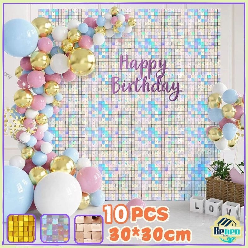 Jual BENEONY 10 PCS Backdrop Sequin Tile Backdrop Ulang Tahun Dekorasi ...