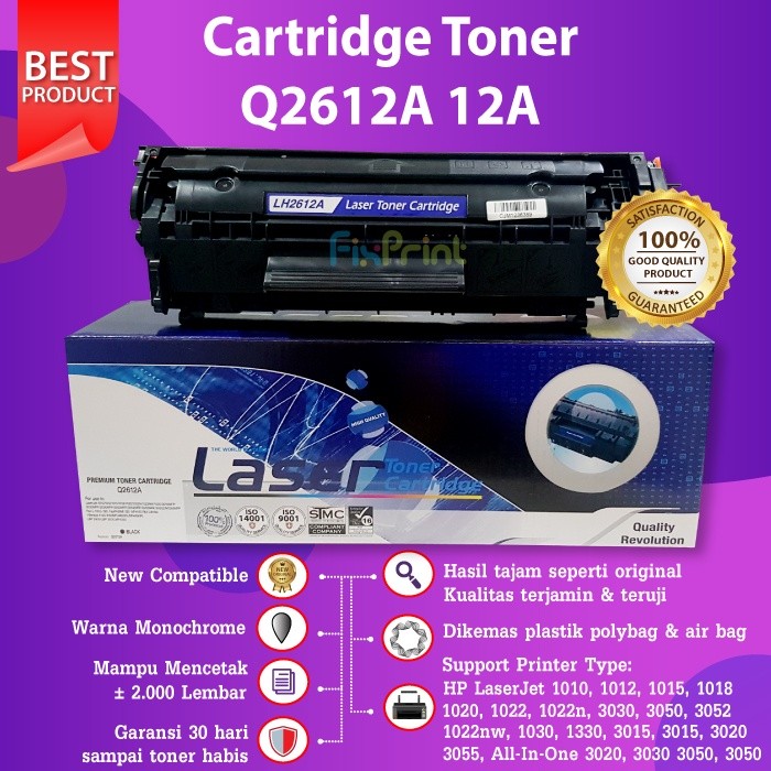 Jual FixPrint Compatible Cartridge Toner 12A Q2612A Printer LBP2900 LBP 2900 | Shopee Indonesia