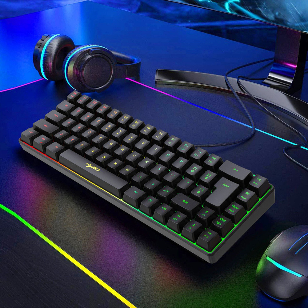 Jual V200 Portable Gaming Keyboard RGB Colorful Backlit Keyboard 68 ...