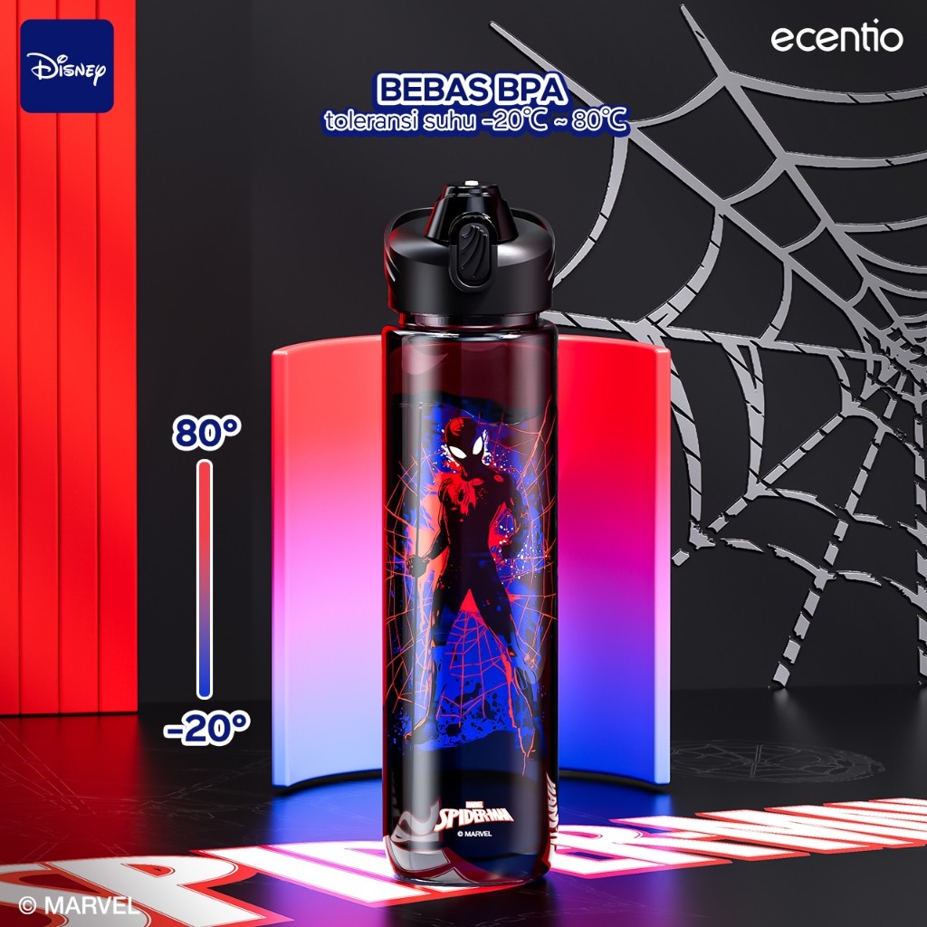 Jual ECENTIO Botol Minum Disney Spiderman 1000ml Tumbler Portable Botol ...