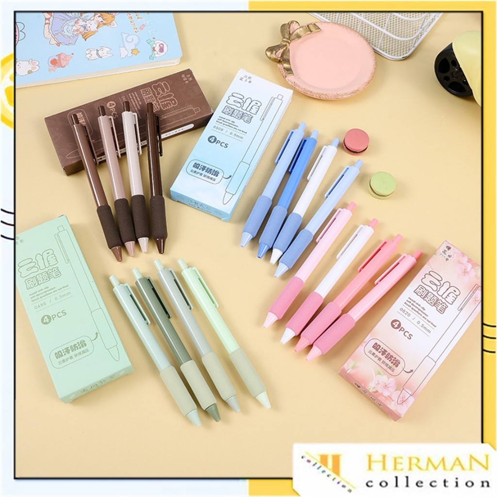 Jual HC Pulpen Mekanik 0.5mm Set Isi 4 Pcs Motif Polos Warna Pastel ...